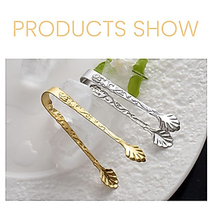 2Pack Rose Handle Sugar Tongs, Vintage Rose Relief Stainless Steel Ice Cube Clips Sugar Tongs Sliver and Gold Small Food Clips for Tea and Coffee Party, Appetizers Desserts Kitchen Barware
