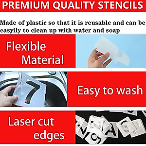 4 Inch Letter Stencils and Numbers, 36 Pcs Alphabet Art Craft Stencils, Reusable Plastic Art Craft Stencils for Wood, Wall, Fabric, Rock, Signage(4 Inch)