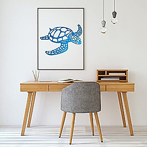 YUAKUOD Sea Turtle Wall Decor - Metal Sea Turtle, Metal Wall Art, 2021 Metal Wall Decor, Metal Turtle, Metal sea Life, Ocean Decor, Beach Decor, Unique Room Decor for Boys, Girls & Women (Blue)