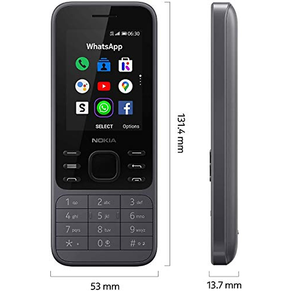 Nokia 6300 4G TA-1324 4GB GSM Unlocked Dual Sim Phone - Light Charcoal