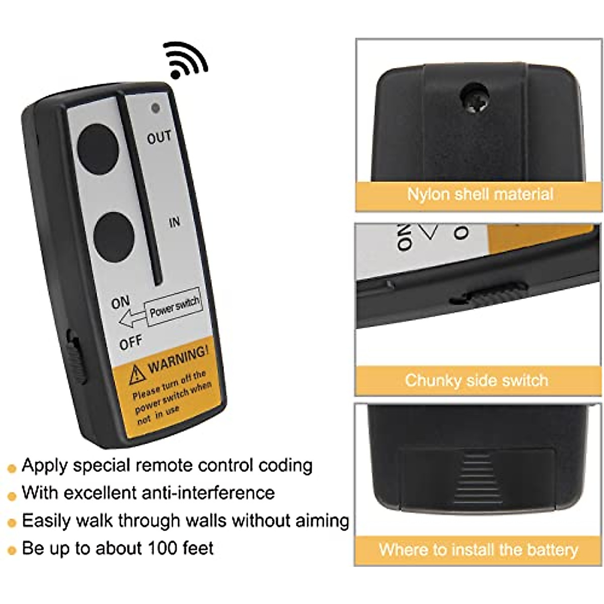 IVONNEY Ggeneric Wireless Winch Remote Control Kit Universal 12V Handset Switch Controller 100 Feet for ATV Truck Jeep SUV Car