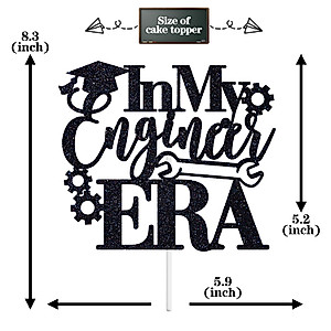 In My Engineer Era Cake Topper, Congrats Engineer/Look at You Becoming an Engineer, 2024 College Engineering Graduation Party Decorations Supplies, Black Glitter