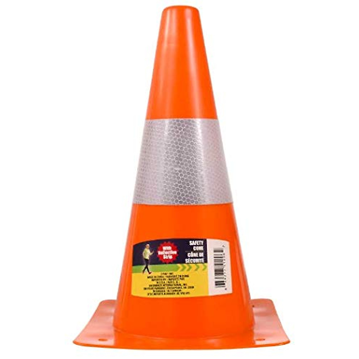 Orange Safety Cones - Hazard Cones (4Pc) 12" Hardware Plastic Safety Cone with Reflective Strip Collar - Great for Kids Play - Physical Distancing Barriers