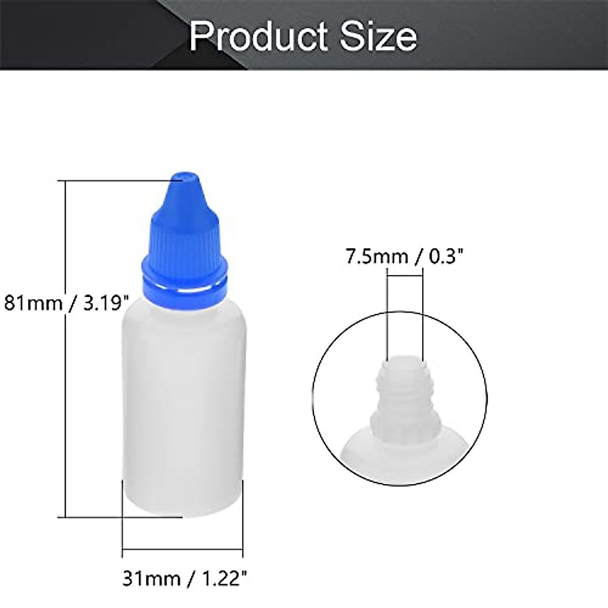Othmro 1oz PE Lab Eye Plastic Dropper Bottles 50pcs, 30ml Squeezable Eye Liquid Dropper Thin Mouth Via of Liquid Sample Seal Storage Bottle with Childproof Blue Cap