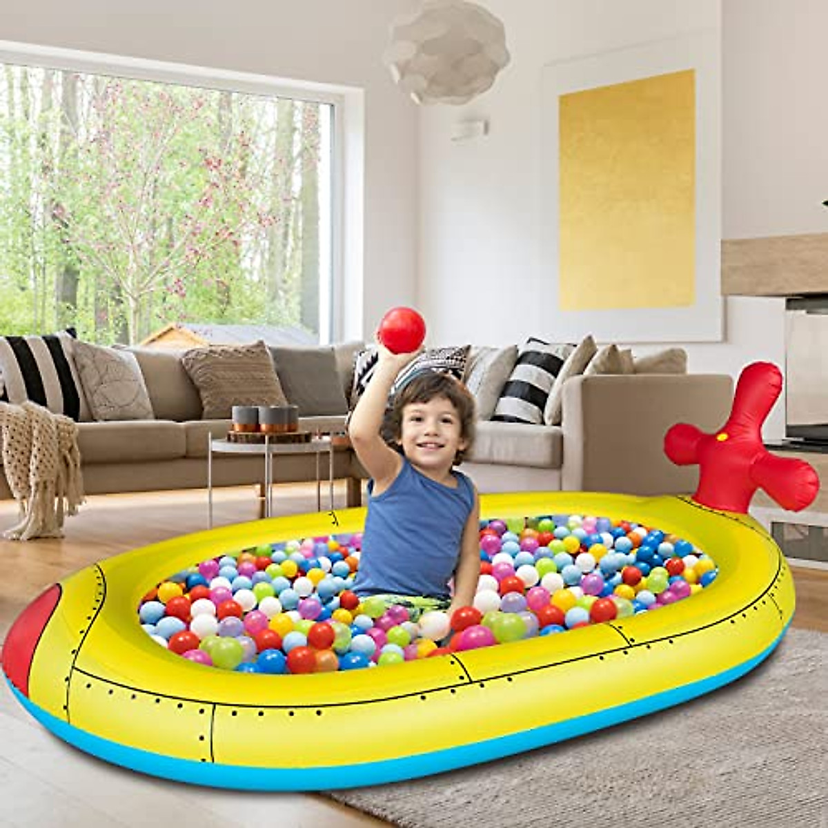 Josen Splash Sprinkler Pool,Outdoor Water Play Toys for Toddlers and Kids,Baby Splash Pad,Children Ball Pit Pool, Birthday Gifts for Boys and Girls,(4 Rubber Ducks Included) - Submarine