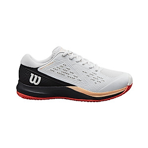 WILSON Women's Rush Pro Ace Pickler Sneaker, White/Black/Living Coral, 8.5