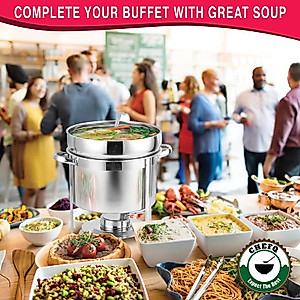 7 Qt Marmite Soup Chafer with 6 Oz ladel Stainless Steel Buffet Set Warmer for Any Event or Party - Commercial Grade CHEFQ