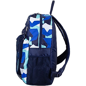 FUEL Lunch Backpack Set Water Resistant Bookbag Bag Soft Reusable Insulated Cooler Lunch Box Thermal Travel Office Lunch Bag, Blue Jagged Shape