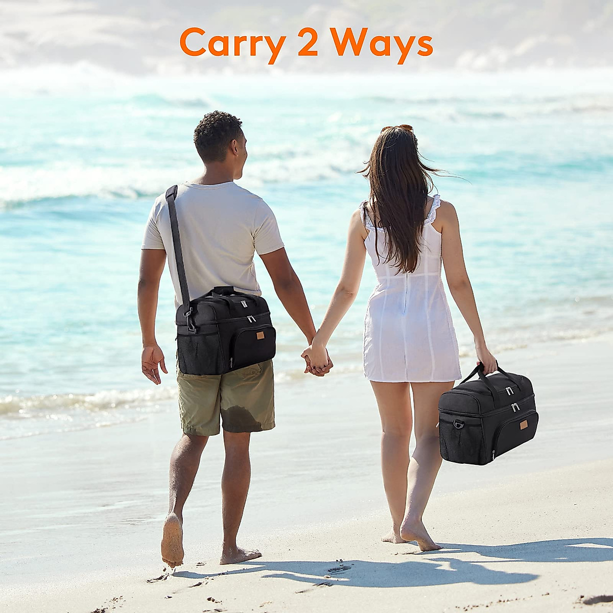 Lifewit Soft Cooler Bag 27-Can Lightweight Portable Cooler Tote Double Layer Black