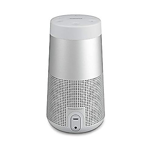 Bose SoundLink Revolve (Series II) Portable Bluetooth Speaker – Wireless Water-Resistant Speaker with 360° Sound, Silver & SoundLink Revolve Charging Cradle Black