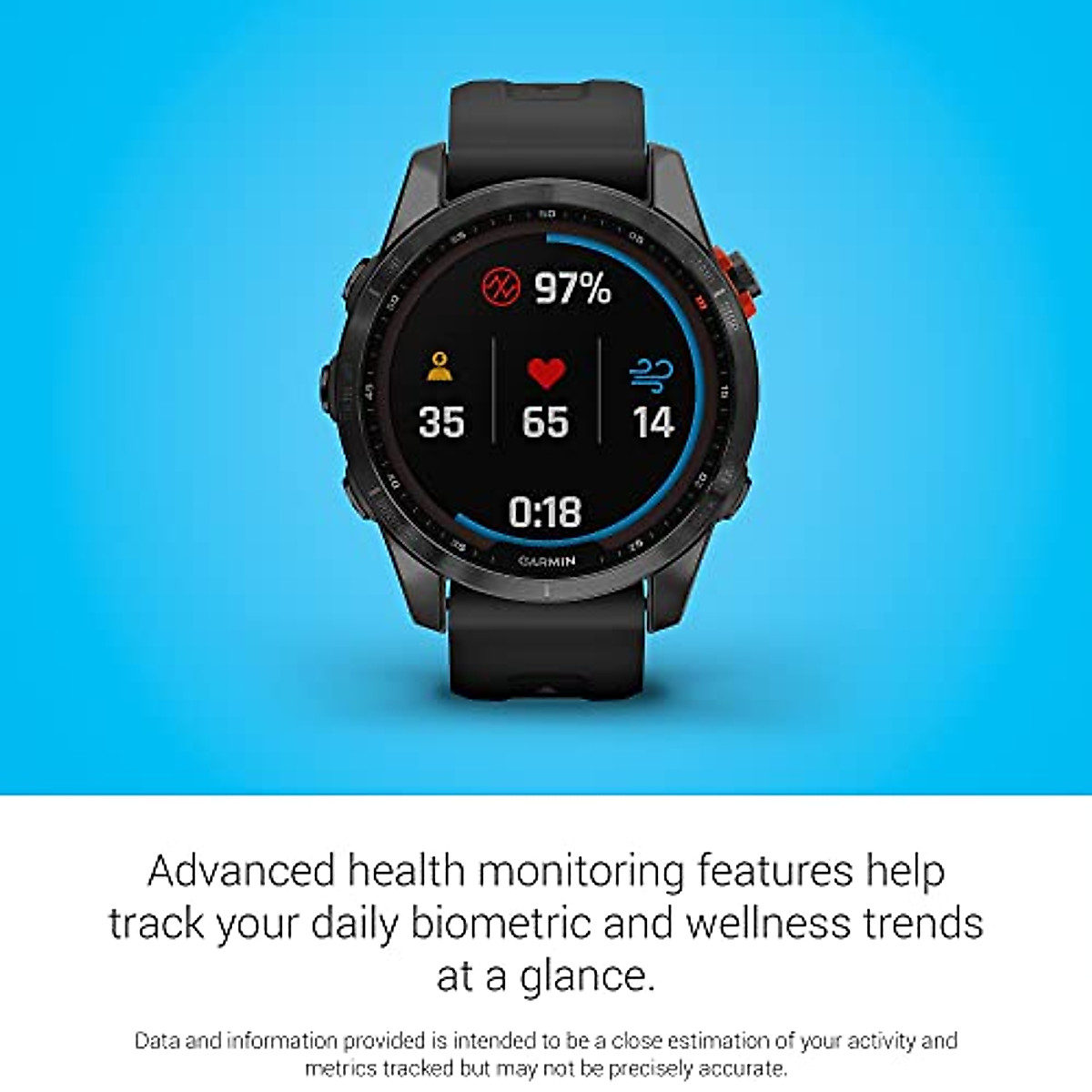 Garmin fenix 7S Solar, Smaller sized adventure smartwatch, with Solar Charging Capabilities, Rugged outdoor watch with GPS, touchscreen, health and wellness features, slate gray with black band