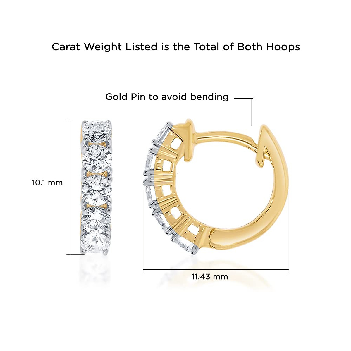 Lab Grown Diamond Huggie Hoop Earrings for Women | 1/2-1 CT TW Real 14K Gold Huggie Earrings | Certified GH VS SI Diamonds | Stunning Diamond Jewelry for Women (0.5 Carat, Yellow Gold)