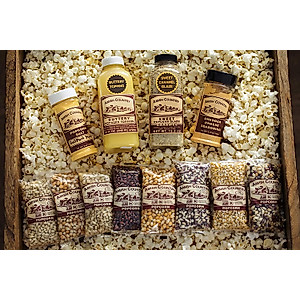 Amish Country Popcorn | 8-4 Ounce Variety Gift Set with Buttery Topping, Sweet Caramel Glaze, Ballpark Salt & Cheddar Cheese Seasoning | Old Fashioned, Non-GMO and Gluten Free
