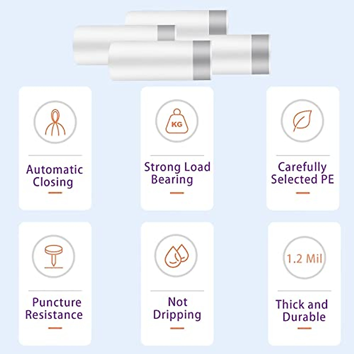 DisplayForever Code G (50 Count) 8 Gallon Heavy Duty Drawstring Plastic Trash Bags Compatible with simplehuman Code G 1.2 Mil White Drawstring Garbage Liners 8 Gallon/30 Liter