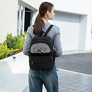 MYHOZEE Leather Backpack Purse for Women - Fashion Backpack Girls with Cute Bowknot Satchel Bags Bookbag Casual Travel Daypacks, Black