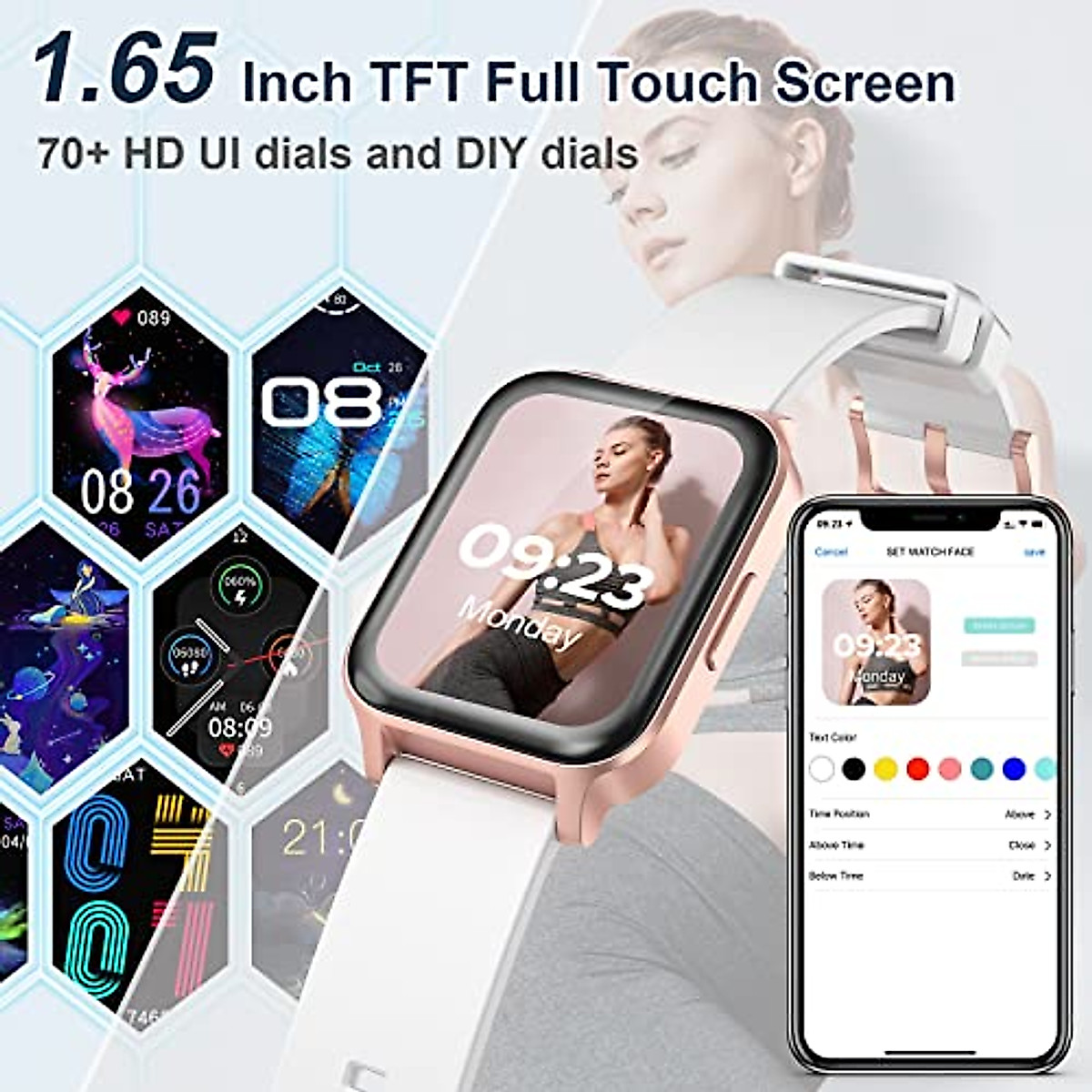 Smart Watch for Android Phones 1.69" Touch Screen Smart Watches for Women Men Nemheng Smartwatch Fitness Watches with Heart Rate Monitor Sleep Tracker Calorie Pedometer Sports Activity Fitness Tracker