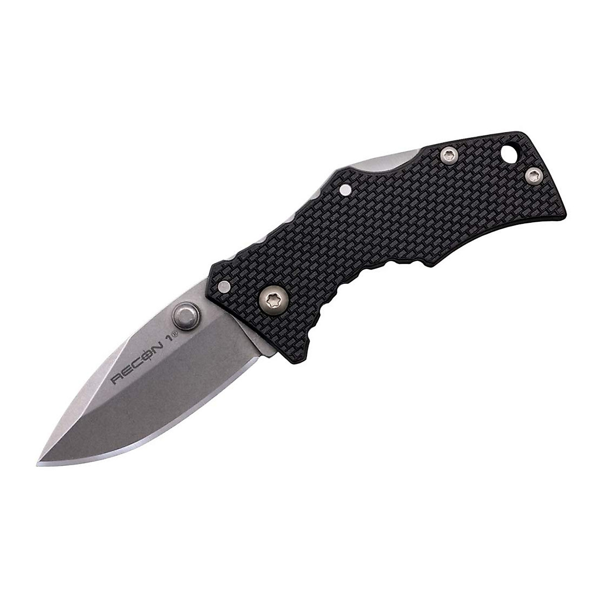 Cold Steel Micro Recon 1 2" 4034SS Spear Point Blade 2.375" Griv-Ex Handle Folding Knife w/Tri-Ad Lock, Ambidextrous Pocket/Belt Clip