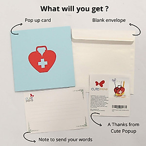 CUTE POPUP - Father's Day Card, Medical Thank You Card with Superhero Heart Design, Birthday Card, Nurse Card, Card Thinking of You, Special Surprise for Doctor, Paramedic, Healthcare Workers