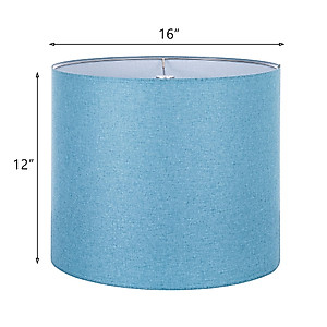 Wellmet 16"x16"x12" Assembly Required Lampshade for Table Lamp, Bedside Lamp, Floor Lamp, Fabric Drum Lampshade Classic Modern Style, Spider Fitter, Blue