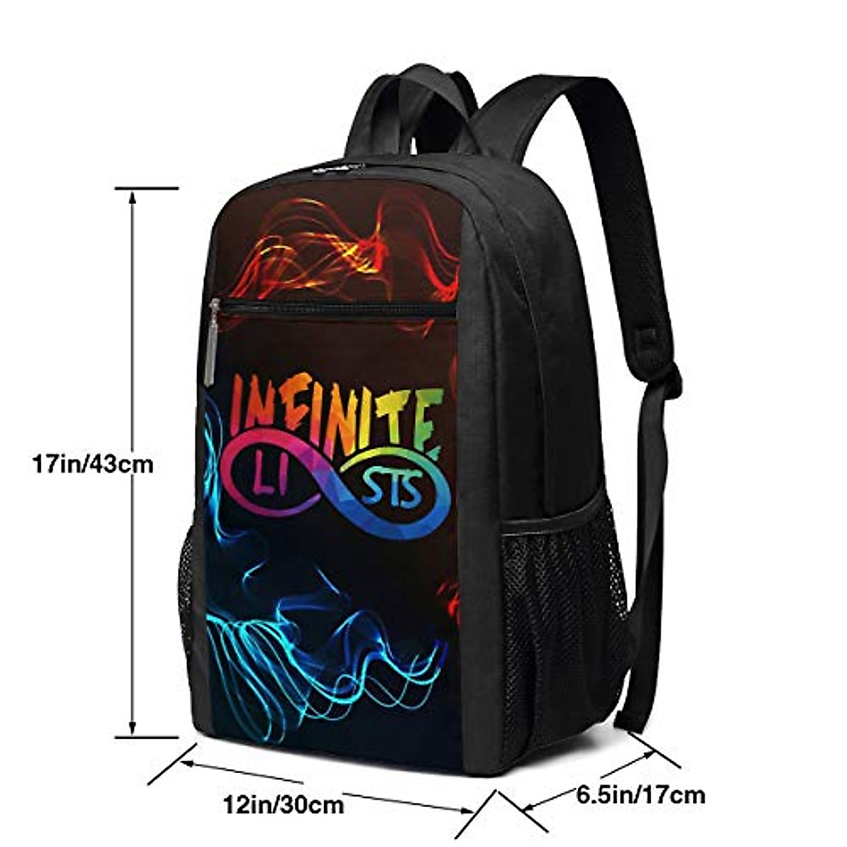 Backpack Infinite~Lists Logo Custom Business Bckpack for College School Computer Bag for Women Men for 17 Inch Laptop