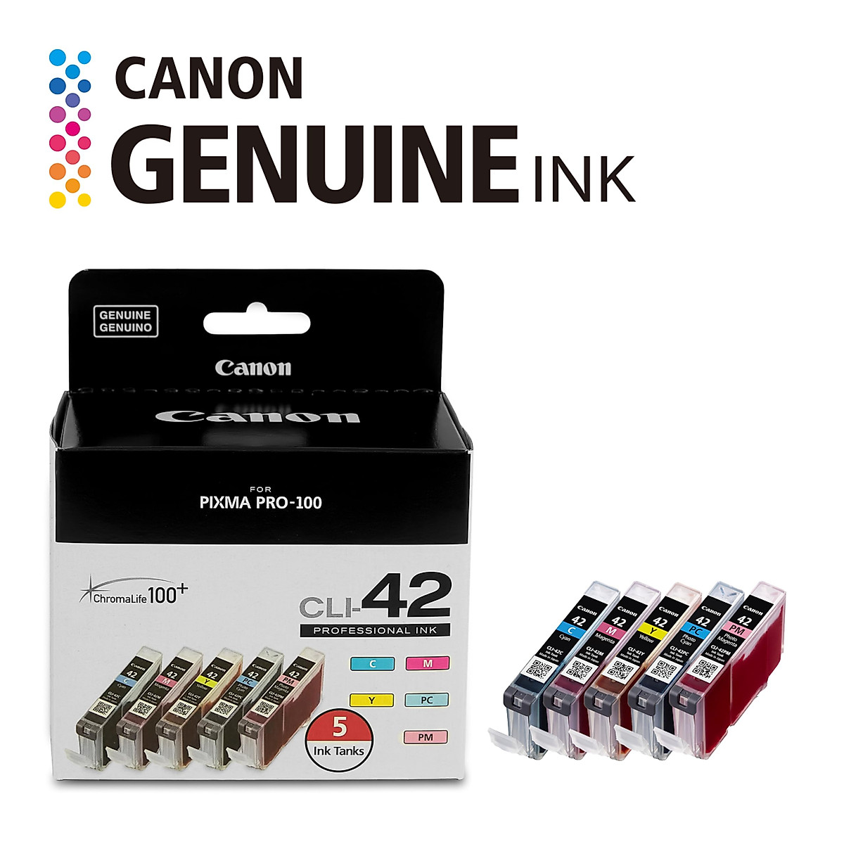CanonInk CLI-42 5-Pack Value Ink Compatible to PIXMA PRO-100 for Printer