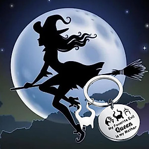 KUIYAI Villains Bad Witches Gift Evil Queen Gift Witch Women Gift Halloween Party Gift My Favorite Evil Queen Is My Mother Keychain (EVILQUEEN motherK)