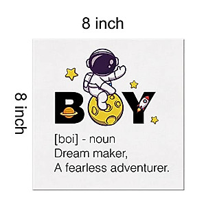 Lameila Inspirational Space Nursery Sign Wall Art Prints Canvas Painting Space Astronaut Boy Definition Print Home Kids Bedroom Playroom Decor 8" x 8"