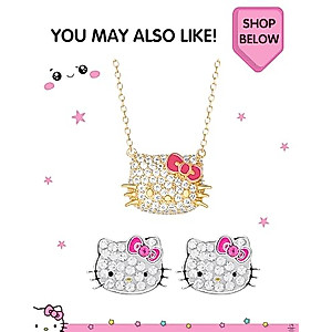 Hello Kitty Bracelet for Women Official License, 18k Gold Flash-Plated and Pave Cubic Zirconia Lariat Bracelet