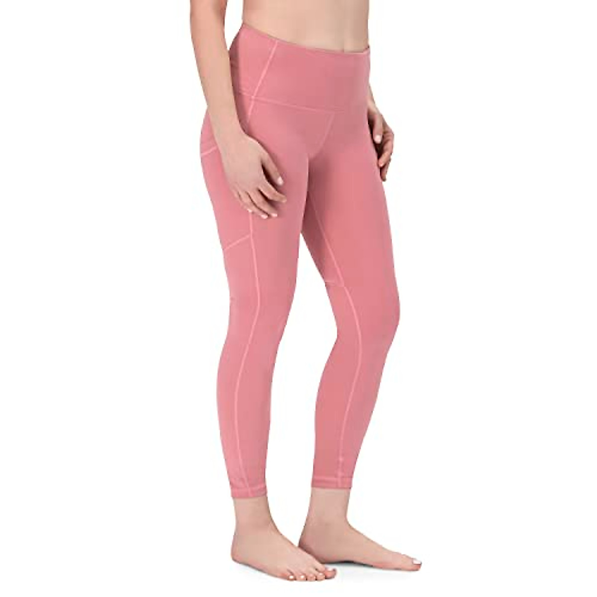 Rocky High Waisted Yoga Leggings, Workout Running Activewear Tummy Control Leggings for Women - Capri & Full Length Pants (25" Inseam 7/8 Dark Pink L)