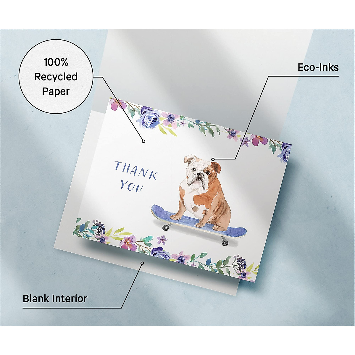 Twigs Paper Thank You Cards Dogs Design - 12 Assorted Dogs Thank You Cards with Envelopes - Made in USA Greeting Card - Eco Friendly Blank Cards and Envelopes - 5.5 x 4.25 Size Appreciation Cards