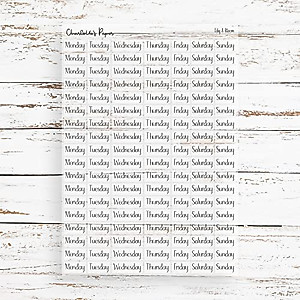 Micro Clear Day of The Week Stickers, 126 stickers .30" tall, 18 weeks, Black Lettering, Modern Functional Planning Stickers