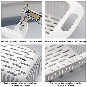 MineSign Extendable Over the Sink Colander Fruits and Vegetables Drain Basket Adjustable Strainer Sink Washing Basket for Kitchen (Green)