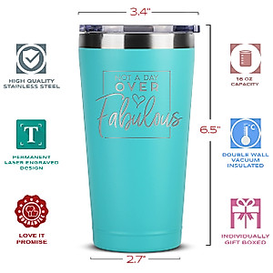 Sodilly Not A Day Over Fabulous 45th Birthday Women Present Gift Set - Tumbler - Fuzzy Socks - Cute Card - Birthday Celebration Set for Women - Ideal Birthday Present for Woman - Bestie and Sister