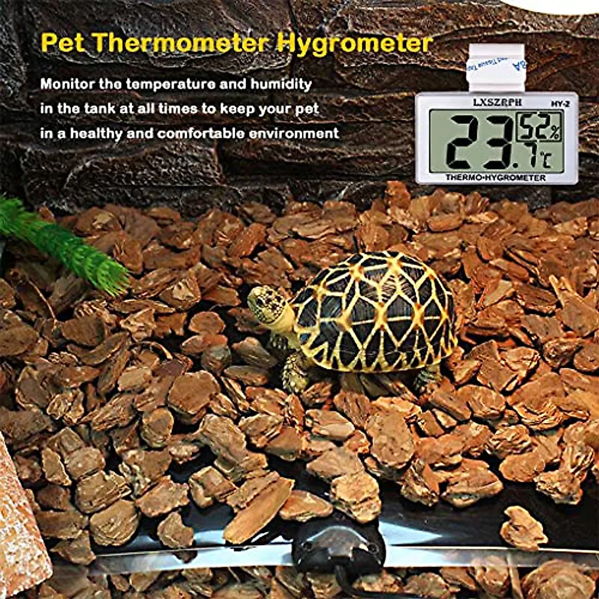GXSTWU Reptile Hygrometer Thermometer LCD Display Digital Reptile Tank Hygrometer Thermometer with Hook Temperature Humidity Meter Gauge for Reptile Tanks, Terrariums, Vivarium (2 Packs)