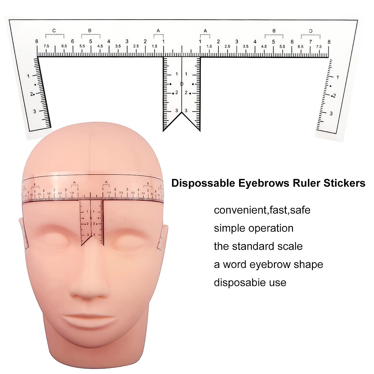 50pcs Disposable Eyebrow Ruler Stencils with Eyebrow Shape for Microblading Permanent makeup Tattoo Eyebrow design Eyebrow Mapping Ruler (Model B-50pcs)