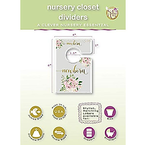 Mumsy Goose Nursery Closet Dividers Mauve Floral Baby Clothes Dividers Girl Grey Pink and Gold Closet Organizers
