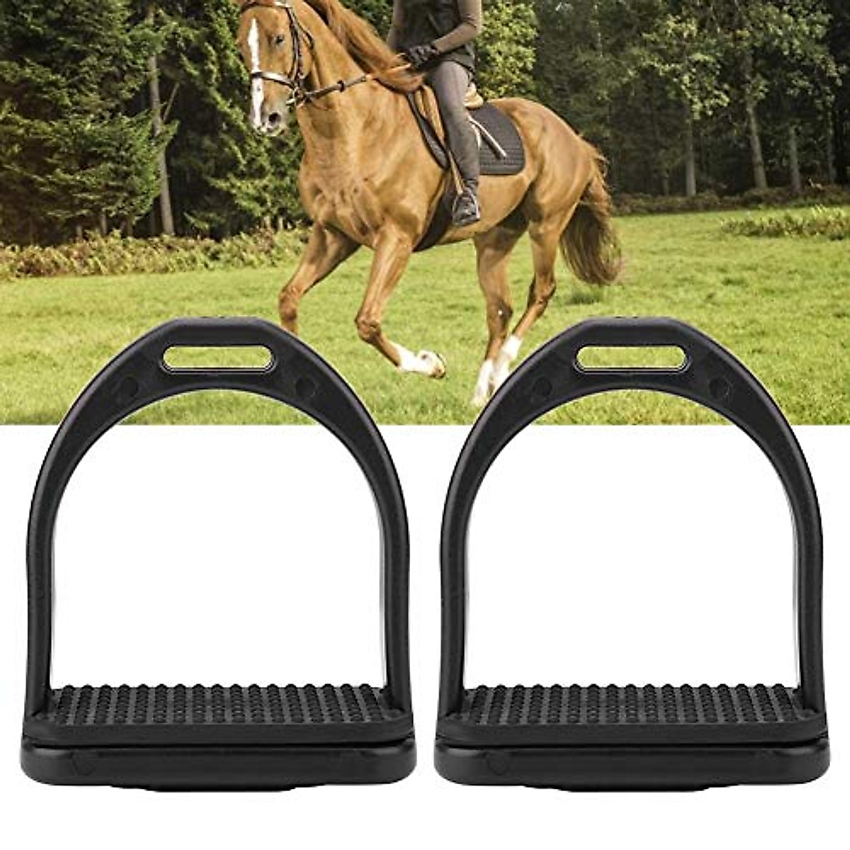 Maxmartt 1 Pair Black High Strength Horse Stirrup Durable Quality Plastic Riding Stirrups (S)