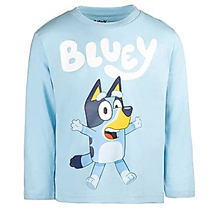 Bluey Bingo Little Boys Girls 3 Pack Long Sleeve Graphic T-Shirt Orange/Blue/Gray 7-8