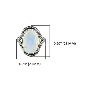 YoTreasure Rainbow Moonstone Solid 925 Sterling Silver Ring Jewelry