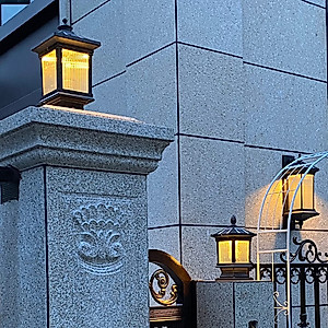 Post Lights Retro Solar Column Headlight, Traditional Victorian Waterproof Bollard LED Lantern Deck Yard Pedestal Pillar Lamp Simple Garden Patio Landscape Home Decoration Illumination