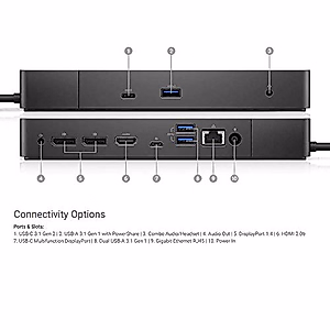 Dell WD19 130W Docking Station (with 90W Power Delivery) USB-C, HDMI, Dual DisplayPort, black