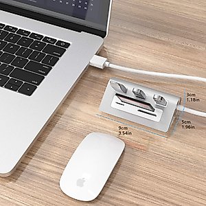 KETAKY 6-in-1 USB 3.0 Hub Adapter, 6 Port Triangle Portable Aluminum Hub, with SD/TF/CF Card Reader Combo, for iMac Pro, MacBook Air, Mac Mini/Pro, Surface Pro, PC and Laptop