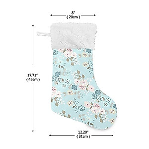 Kigai Christmas Stockings Simple Flower Print Large Candy Stockings Stuffers Kids Cute Xmas Sock Decorations 1PC for Home Holiday Party 12" x18"