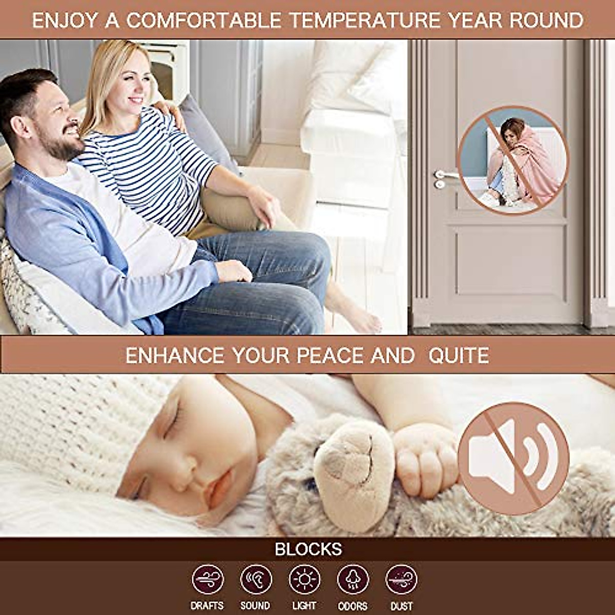 Heavy Duty 36” Weighted Door Draft Stopper - Energy Saving Door Guard, Under Door Noise and Air Blocker for a Cool Summer and Warm Winter - Door Noise Blocker