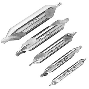 JONMON Center Drill Bit Set - 5Pcs 60 Degree Angle HSS Lathe Mill Center Countersink Tool for Metalworking Wood Metal Alloy