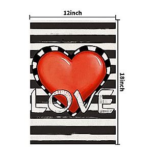 Valentines Day Garden Flag 12×18 Inch Vertical Double Sided Burlap, Love Heart Farmhouse Yard Outdoor Decor DF167