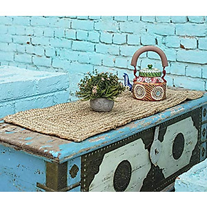 Natural Jute Braided Placemat (13 X 36 inches) | Hand Woven, Heat Resistant Thick Hot Mat for Table | Rectangle Jute Tablemat Coaster for Dining | Farmhouse Table Mat | Rustic Vintage Table Runner