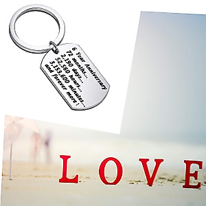 BEKECH Wedding Anniversary Keychain Happy 2rd 6th 7th Anniversary Keyring Gift Wedding Anniversary Keepsake for Him Her Anniversary Jewelry(silver 6year)