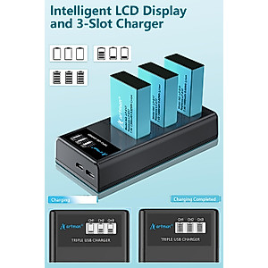 Artman 3-Pack LP-E17 Batteries 1300mAh and 3-Channel LCD Charger Pack for Canon EOS RP R10 R8 R50 Rebel T6i T7i T8i T6s SL2 SL3 EOS M3 M5 M6 200D 77D 750D 760D 800D 8000D KISS X8i Camera