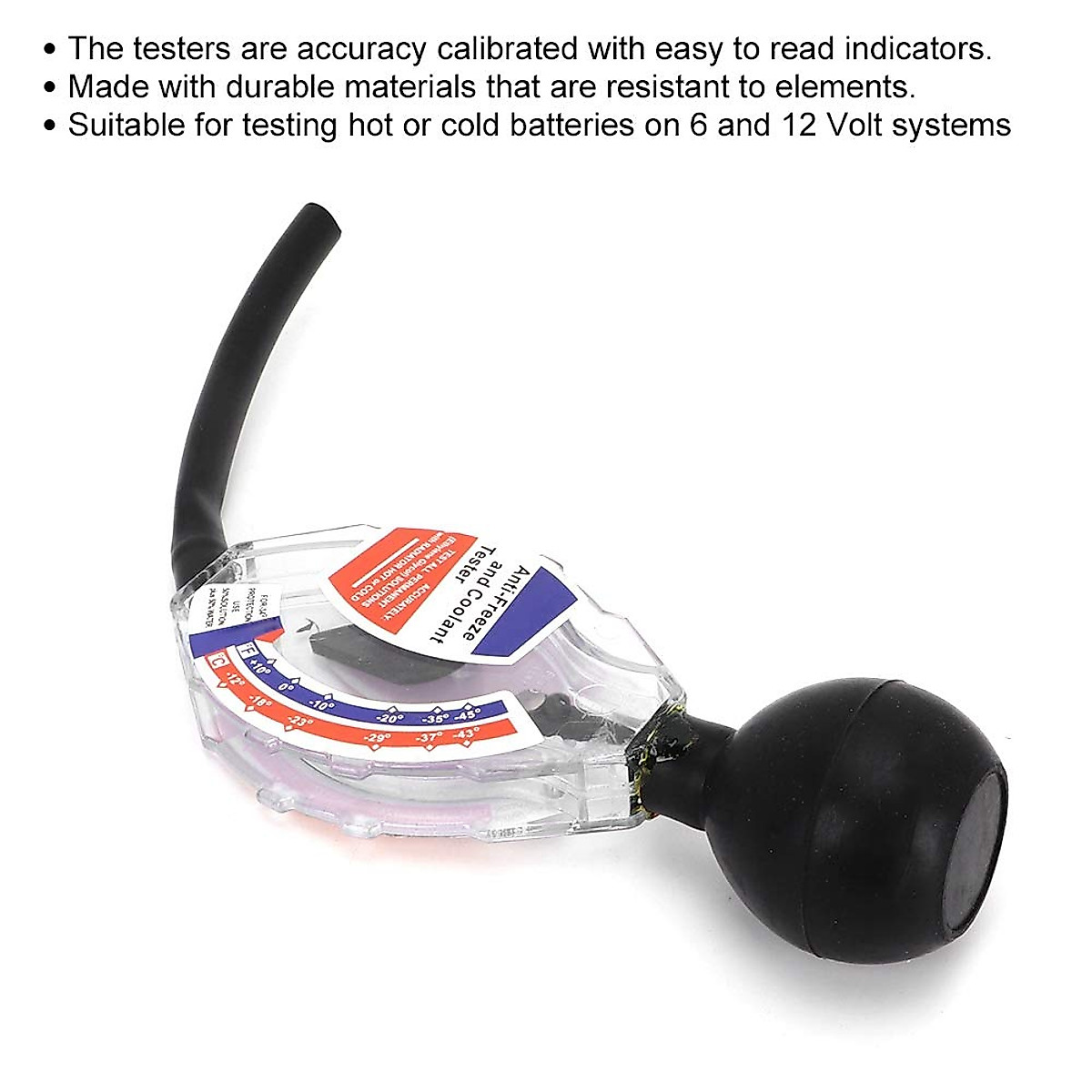 Nannday Anti-Freeze Coolant Tester, High Accuracy Dial Type Anti-Freeze Coolant Tester Car Battery Liquid Densitometer 6/12/24V